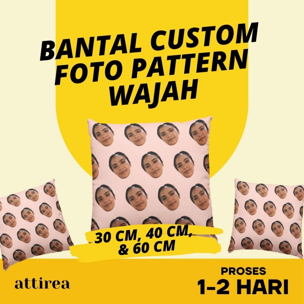 Jual Bantal Custom Face Pattern Wajah | Hadiah Souvenir Lucu Unik ...