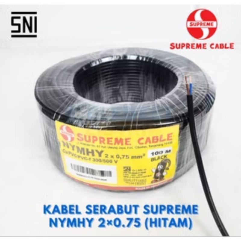 Jual Kabel Supreme Serabut Hitam NYMHY 2x0,75 SNI LMK 100Meter(Harga Peroll 100m) | Shopee Indonesia