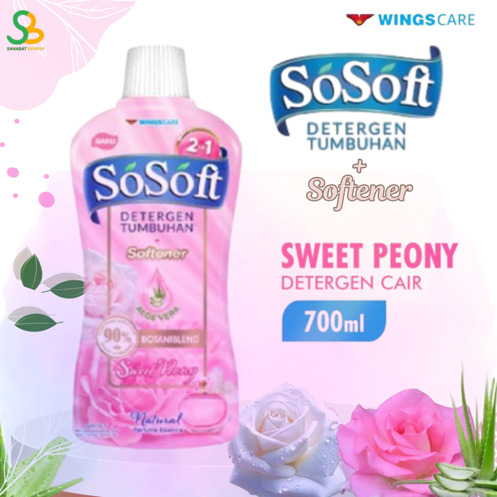 Jual SoSoft Deterjen Cair Botol 700ml Pink / Sweet Peony | Shopee Indonesia
