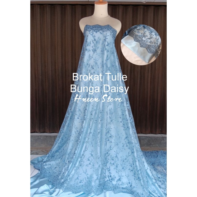 Jual Hneen Kain Tile Bordir Brokat Tulle Motif Bunga Daisy Brukat ...