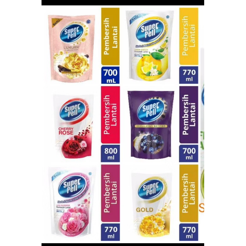 Jual Paketan Superpell Pembersih lantai Refill @770ml ada 5 varian ...