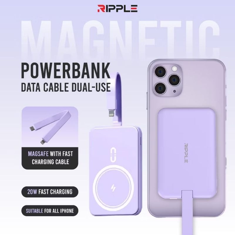 Jual RIPPLE POWERBANK MAGSAFE WIRELESS 15W FAST CHARGING 10000MAH REAL ...