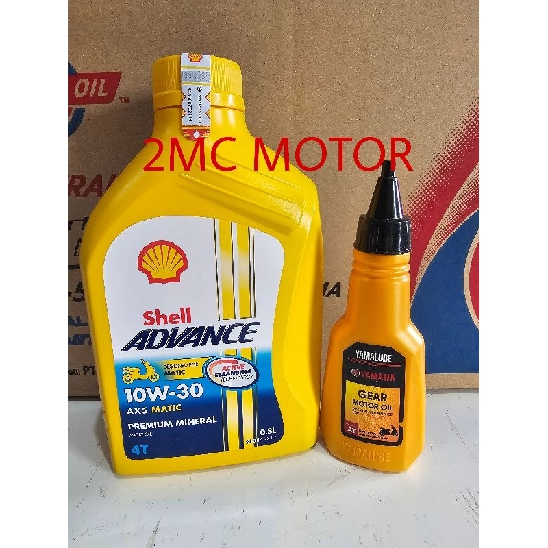 Jual Paket Oli Shell Advance AX5 Matic 10W-30 800ML/Pluss Yamalub Gear 100ML | Shopee Indonesia