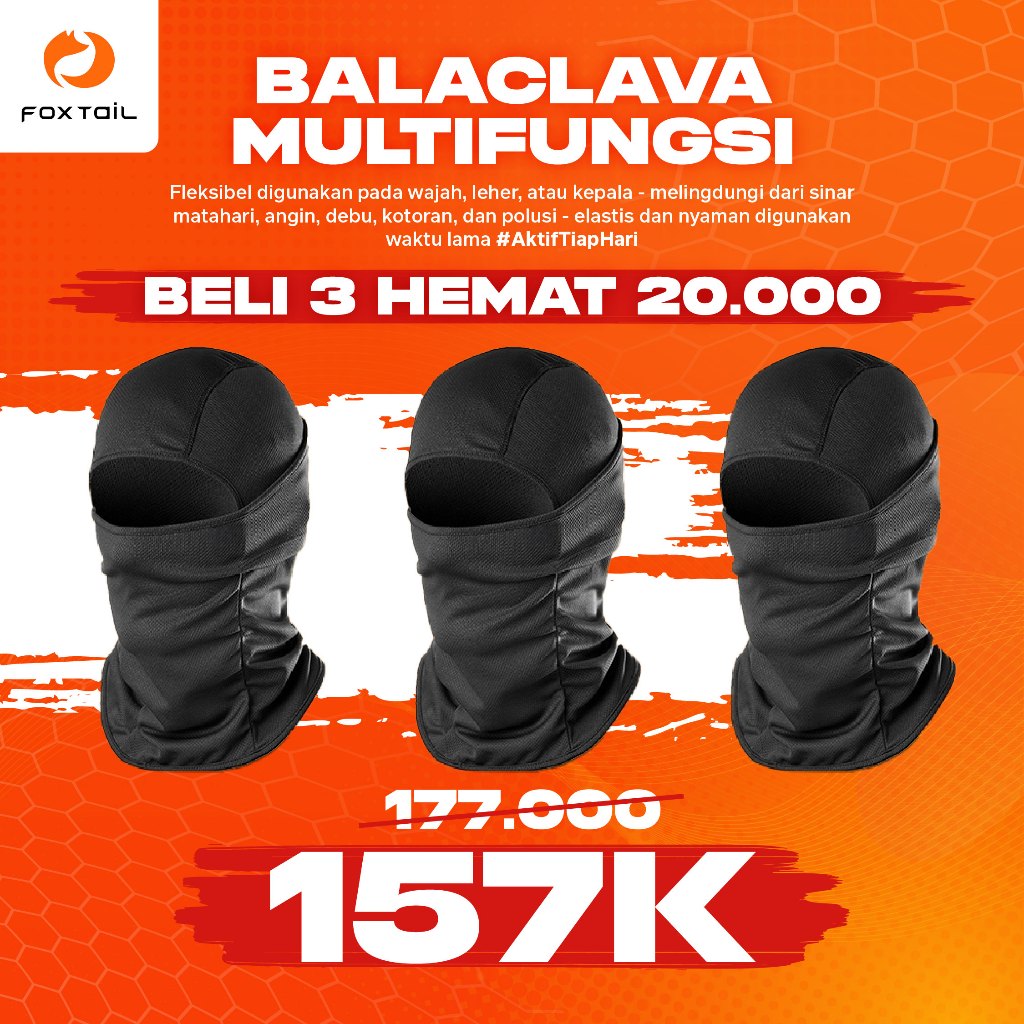 Jual Foxtail 3 Pcs Original Balaclava Motor Quick Dry | Shopee Indonesia