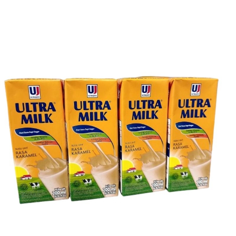 Jual Susu Ultra Milk Rasa Karamel 200ml x 4 pcs | Shopee Indonesia