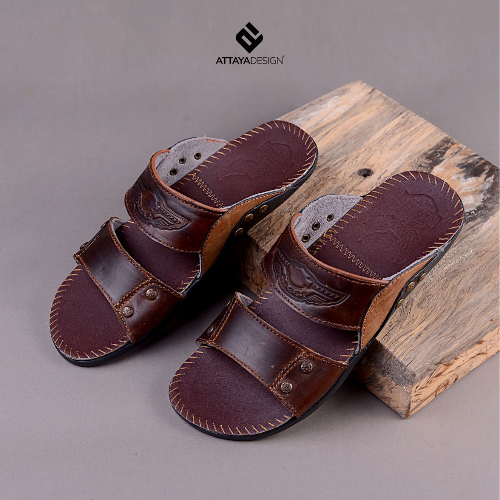 Jual ATTAYA DESIGN Sandal Pria Kulit Asli Slop Slide 2BANTRES | Shopee ...