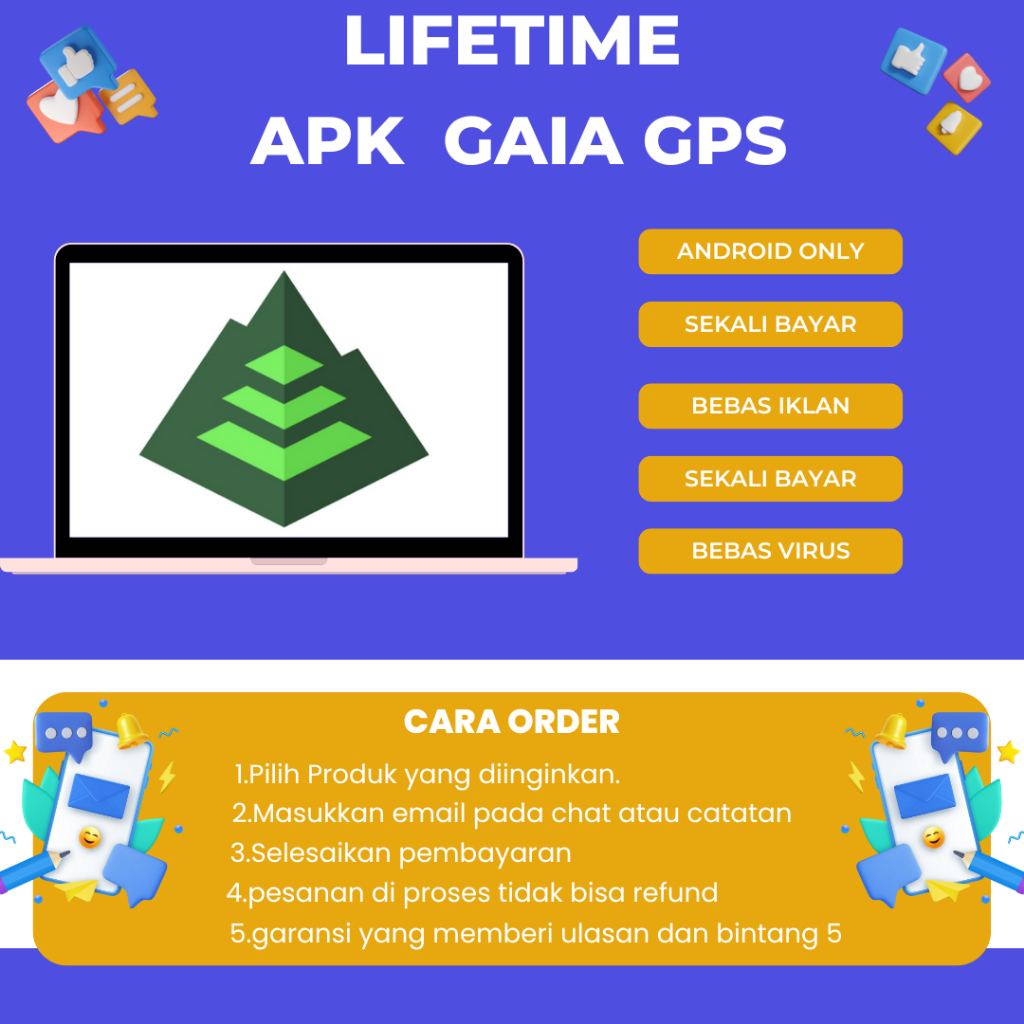Jual LifeTime GAIA GPS OFFROAD HAIKING MAPS ANDROID Bergaransi | Shopee Indonesia
