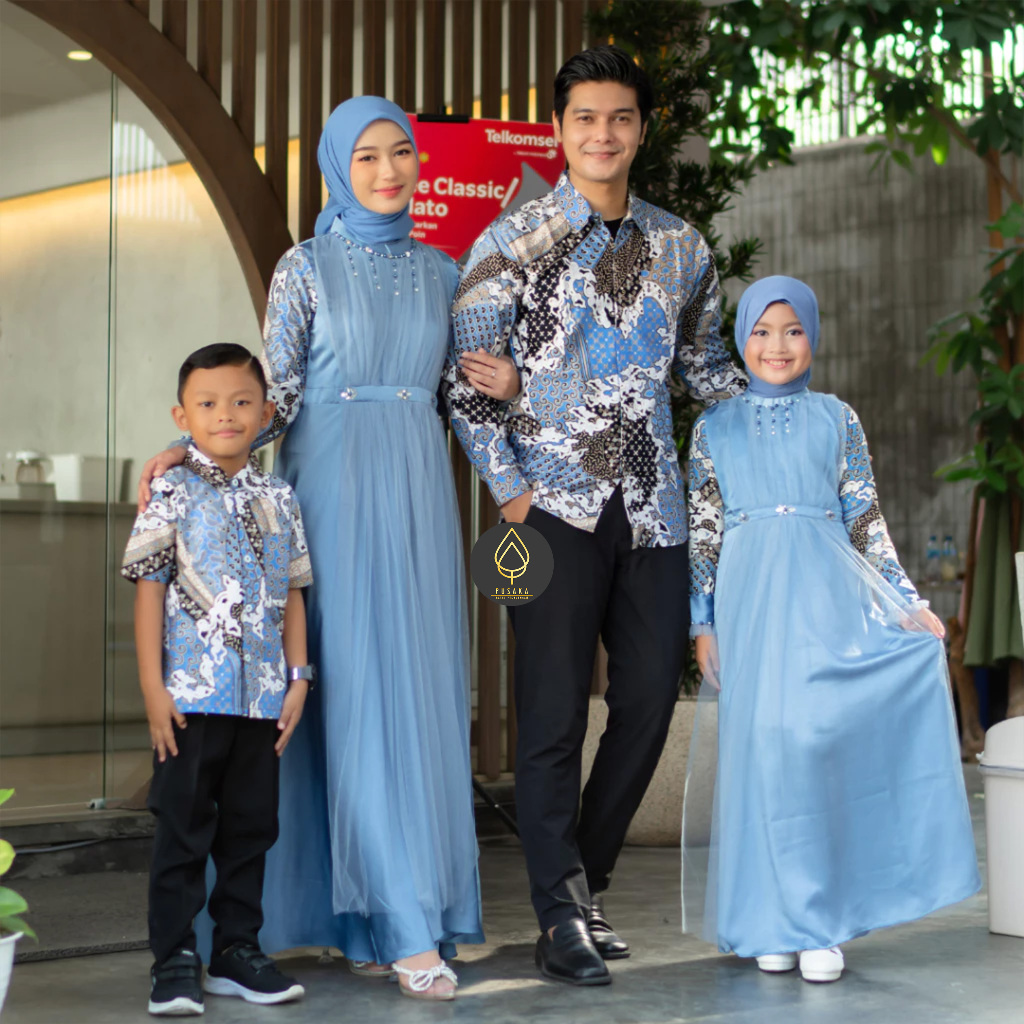 Jual Seragam Lebaran Keluarga Cantika Ice Blue Gamis Lebaran Mewah Ibu ...