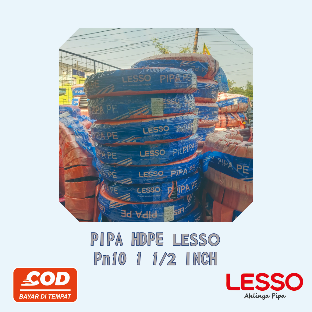 Jual Pipa HDPE Lesso 1 1/2 Inch PN 10 (100 Meter) | Shopee Indonesia