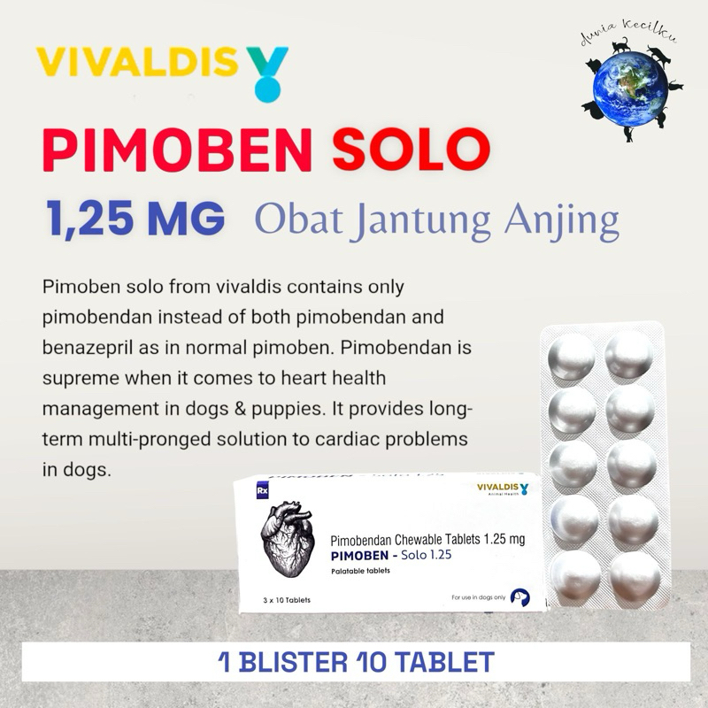 Jual Vivaldis PIMOBEN Solo 1,25 Mg - Obat Jantung Anjing Pimobendan (1 Blister 10 Tablet ...