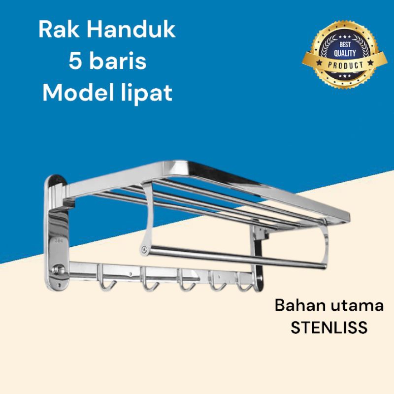 Jual Rak Handuk lipat 5 baris stenlis - Rak Handuk model Lipat - Rak ...
