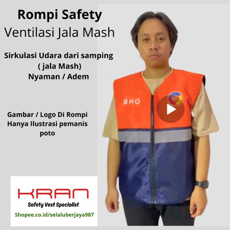 Jual Rompi Safety Ventilasi Udara ( samping kiri/Kanan Jala Mash ...