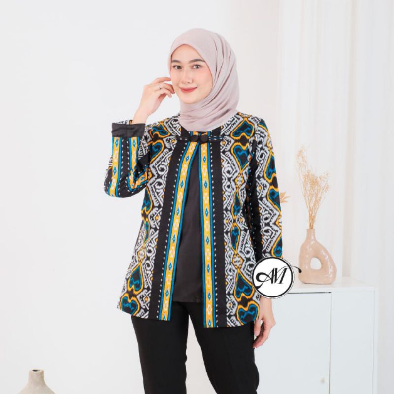 Jual Baju Batik Wanita Modern Terbaru 2024 Blouse Batik Wanita Kerja ...