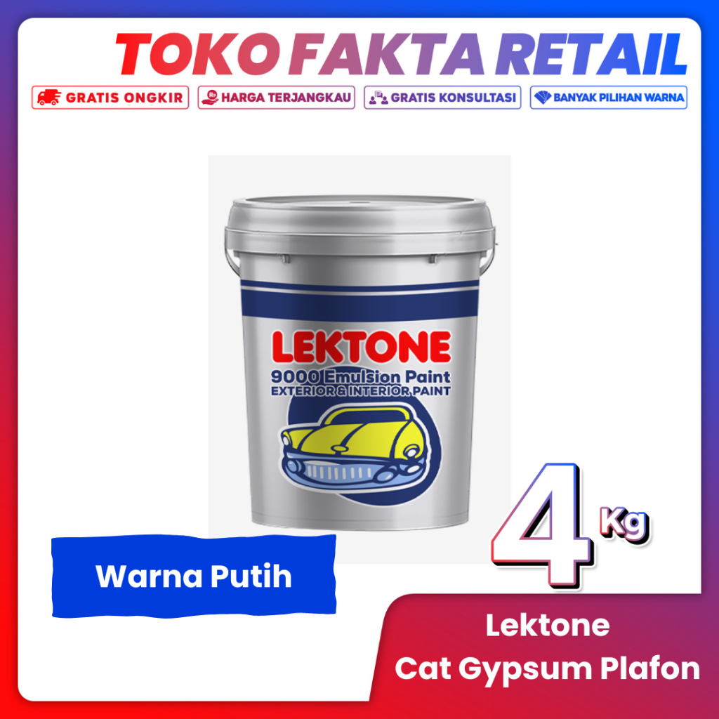 Jual Cat Plafon Gypsum Lektone 4Kg Warna Putih | Shopee Indonesia