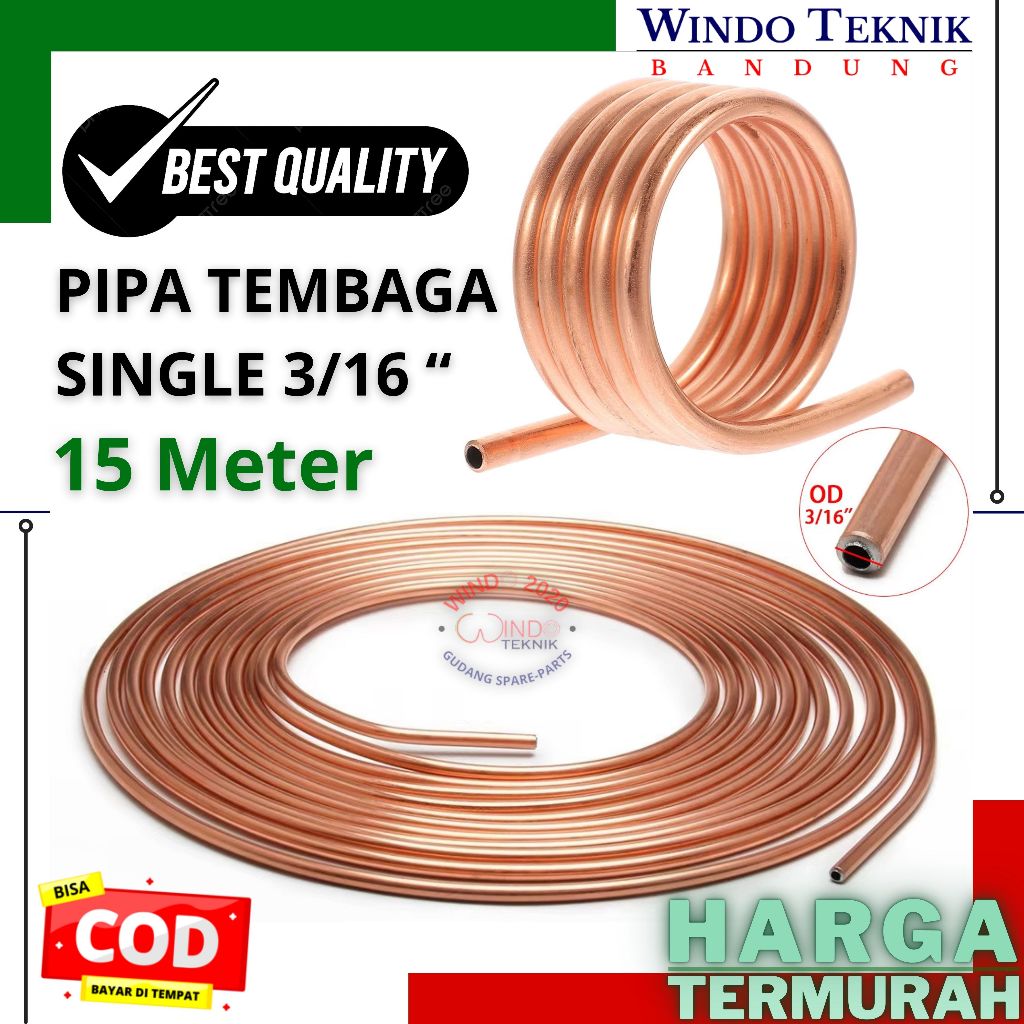 Jual PIPA TEMBAGA SINGLE 3/16" ( 0.40MM ) 1ROLL 15METER | PIPA SINGLE ...