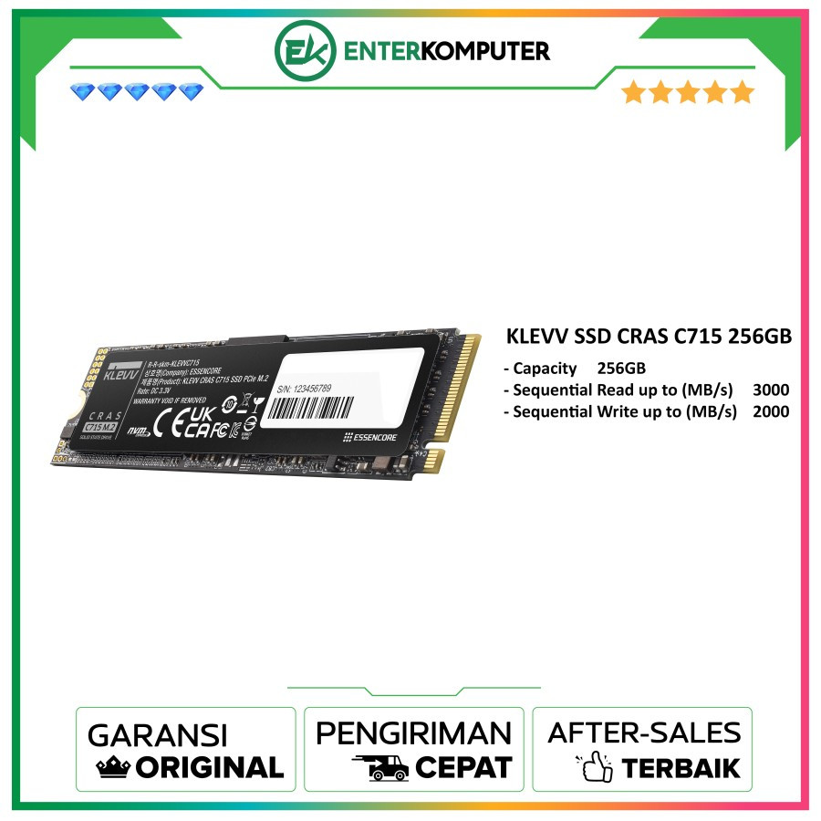 Jual KLEVV SSD CRAS C715 256GB M.2 2280 NVMe PCle Gen3 x4 / SSD 256GB ...