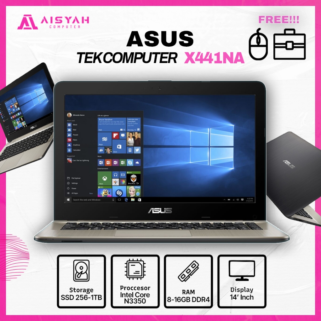 Jual Laptop Asus Tek Computer X441NA / Intel Celeron N3350 / Ram 8GB SSD 256GB / Second Original ...