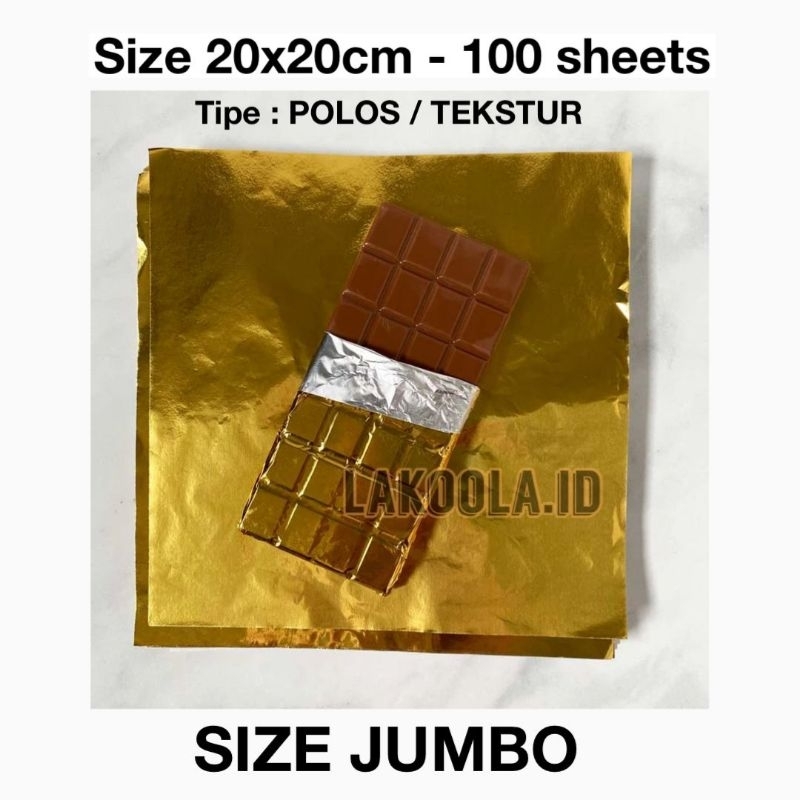Jual SALE 100 lembar 20x20 cm JUMBO SIZE foil coklat aluminum foil Gold ...