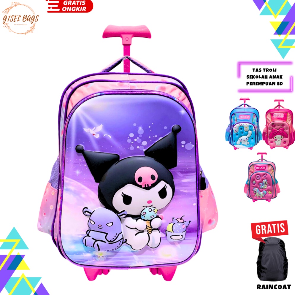 Jual tas koper anak perempuan sekolah sd kelas 1 sampai 6 motif gambar kuromi sanrio timbul 3D ...