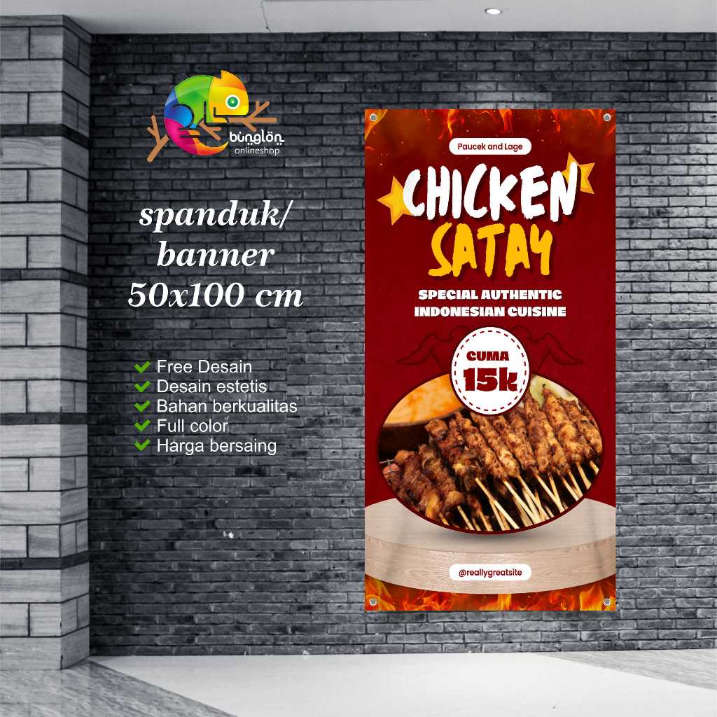 Jual Cetak Spanduk Banner Red & White Minimalist Food Promotion Chicken ...