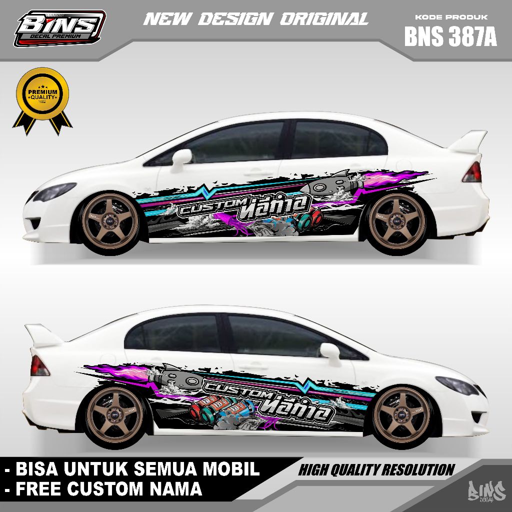 Jual BNS387-STIKER DECAL MOBIL SEDAN VIOS ACCORD CIELO CIVIC THAILAND ...