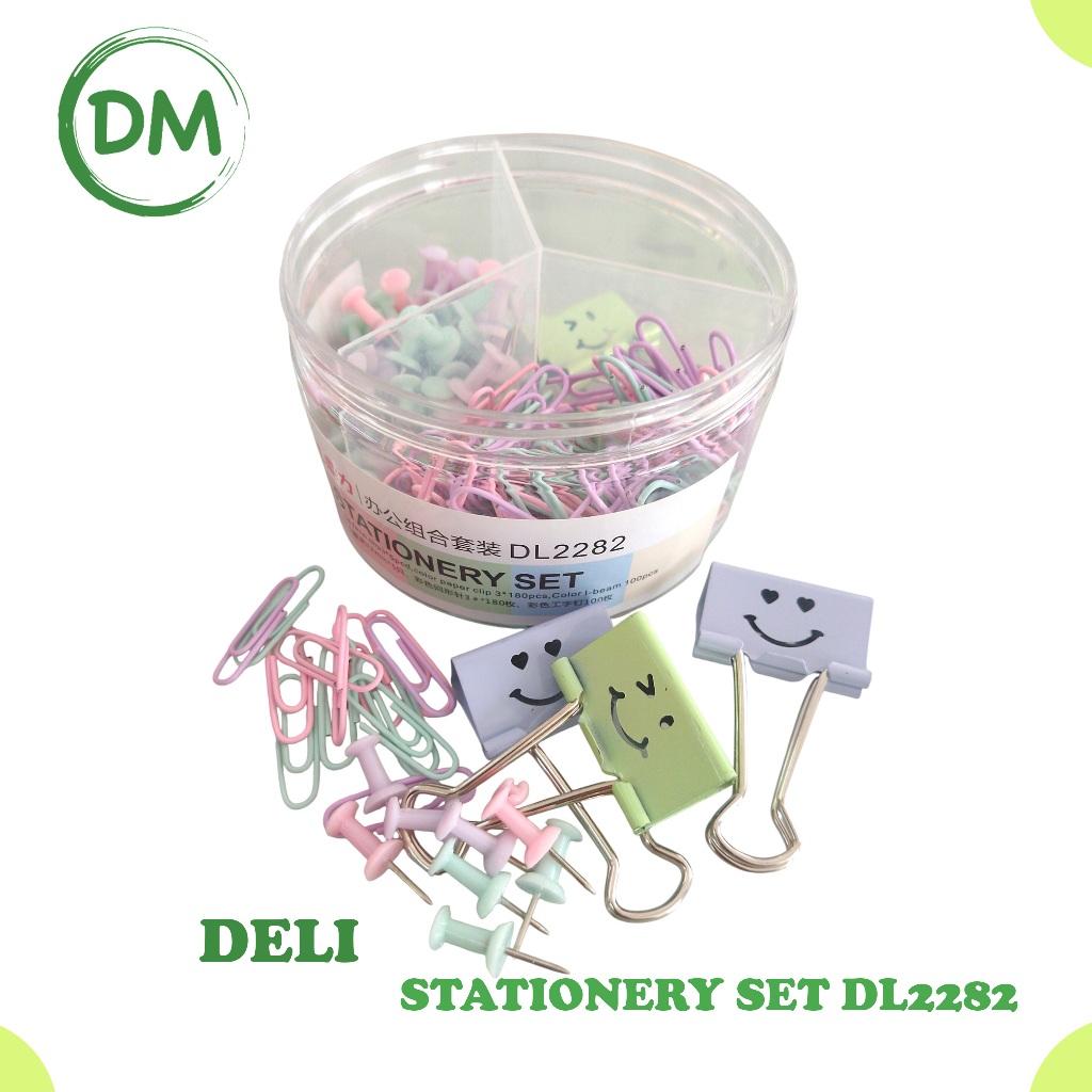 Jual DM- DL2284 DELI Stationery Office Set Paper Clip Binder Push Pin ...