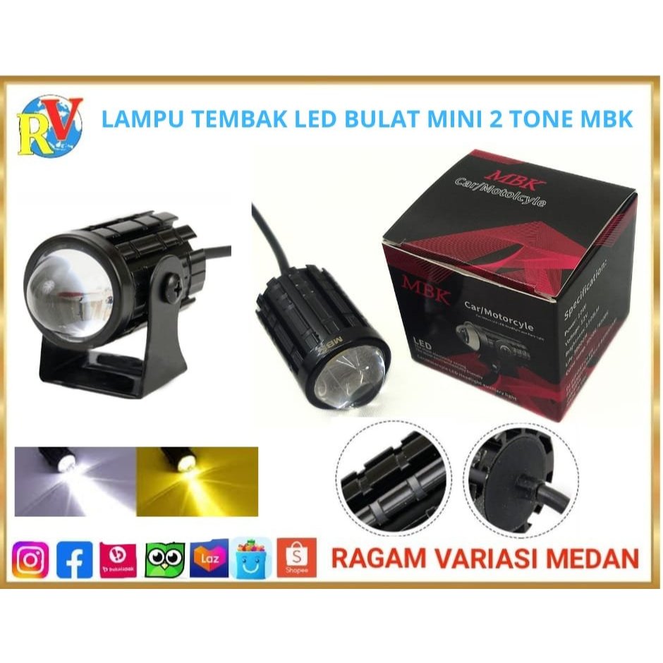 Jual LAMPU TEMBAK SOROT LASER LED MINI BULAT 2 TONE PUTIH KUNING MBK ...