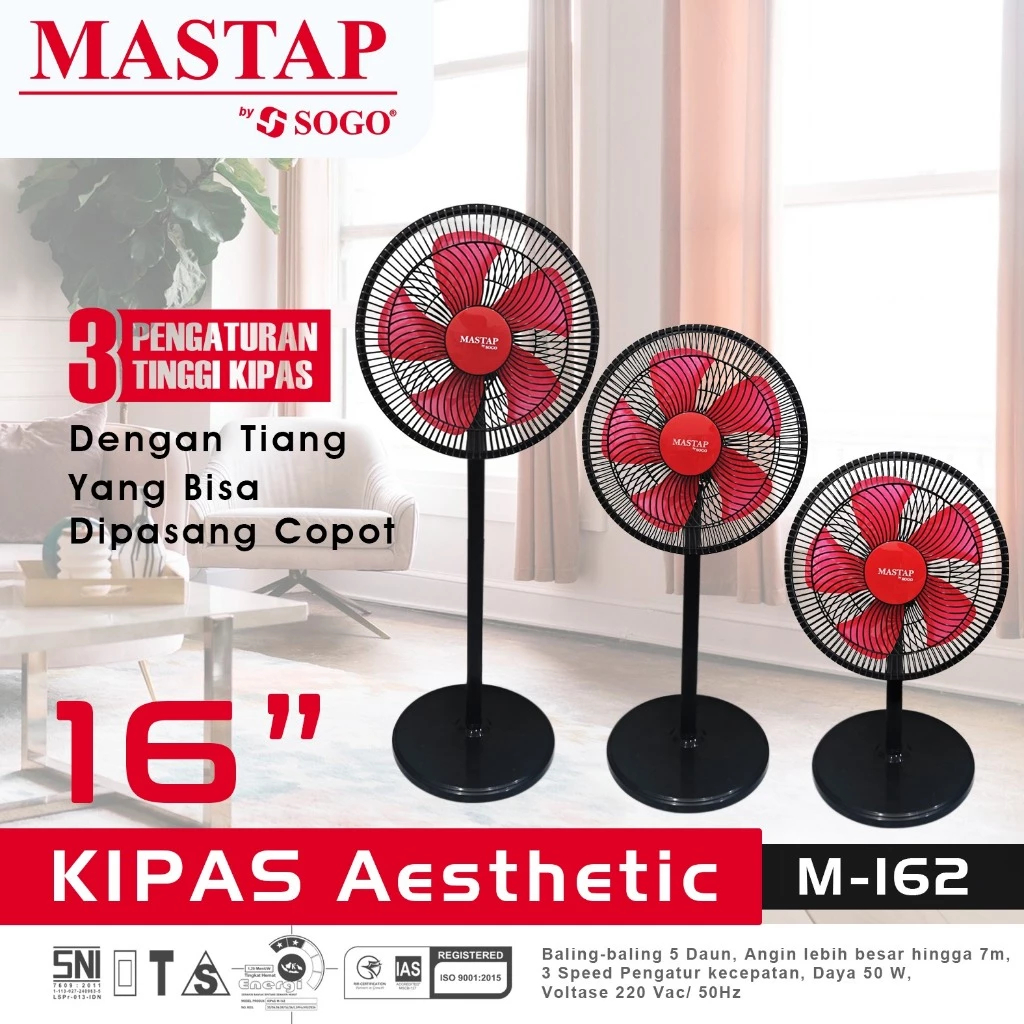 Jual Mastap Kipas Angin Berdiri 16Inch M-162, Kipas Angin Stand Fan ...