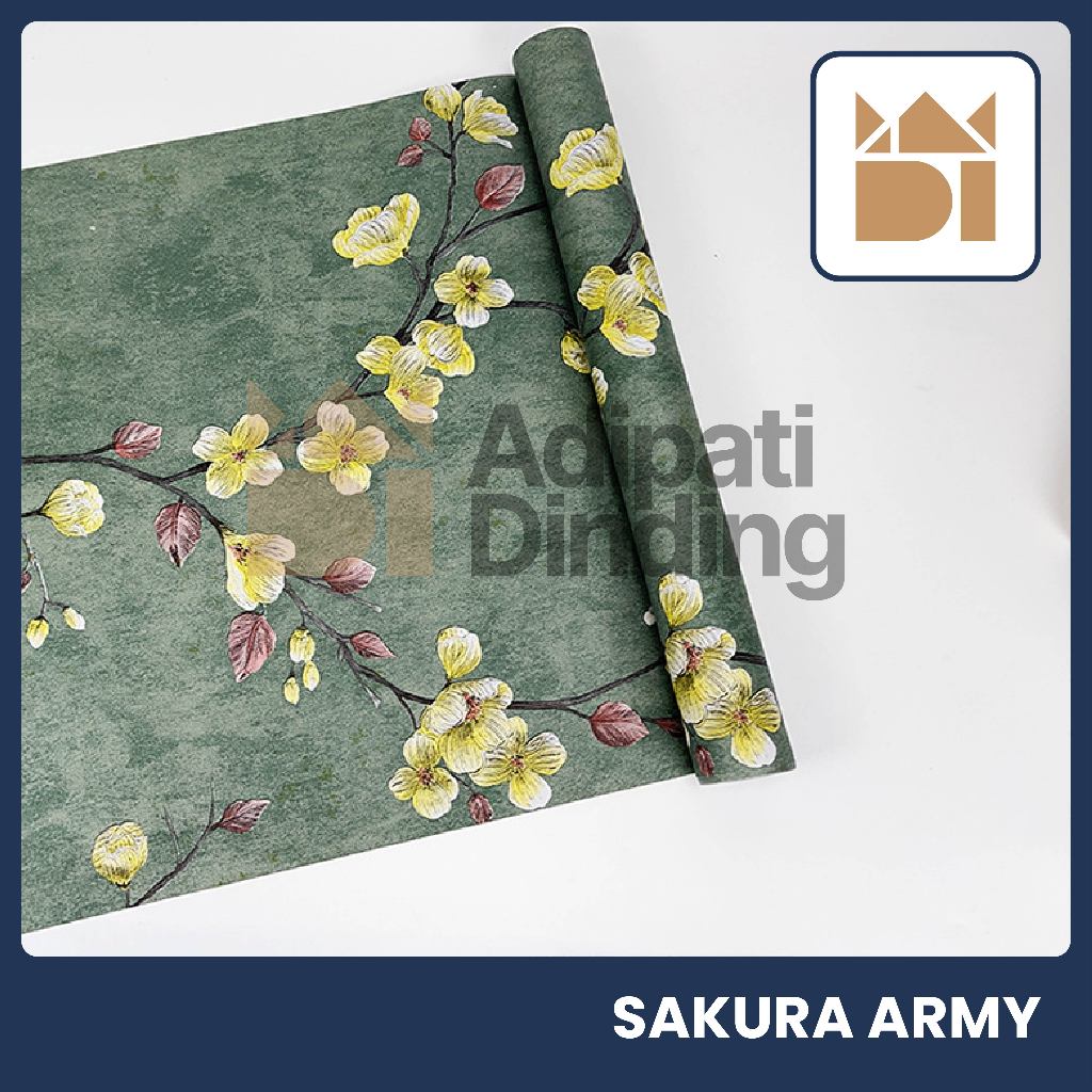 Jual WALLPAPER MOTIF BUNGA SAKURA ARMY,WALLPAPER STIKER DINDING MOTIF ...