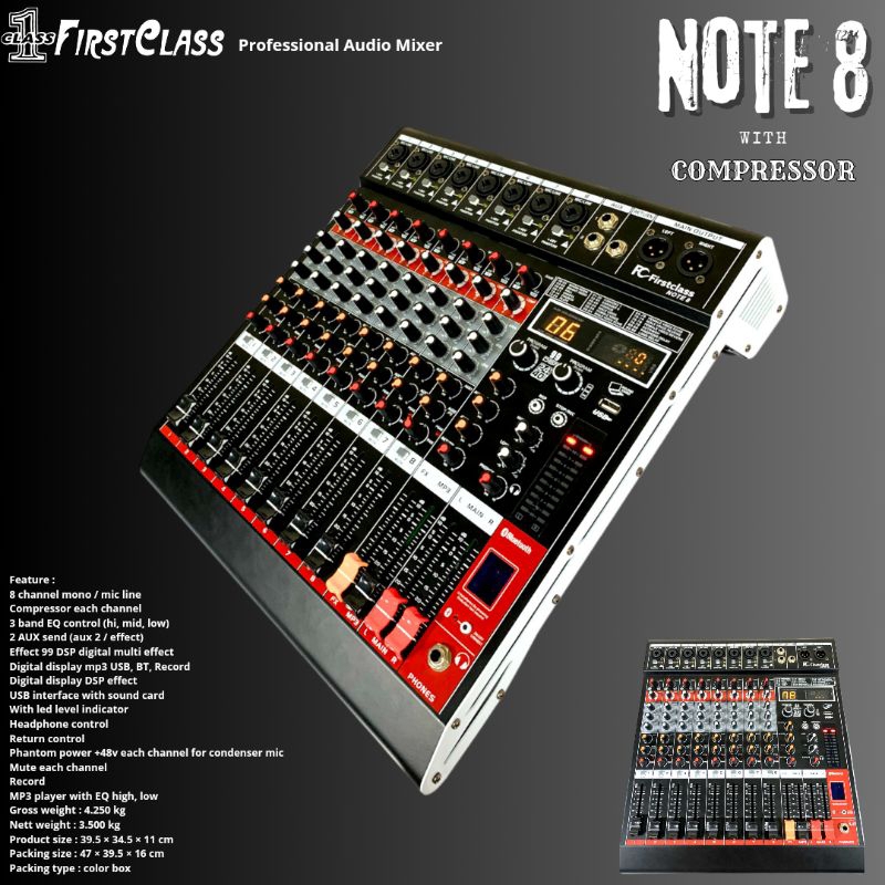 Jual Professional Audio Mixer With Compressor 8 Channel Firstclass Note ...
