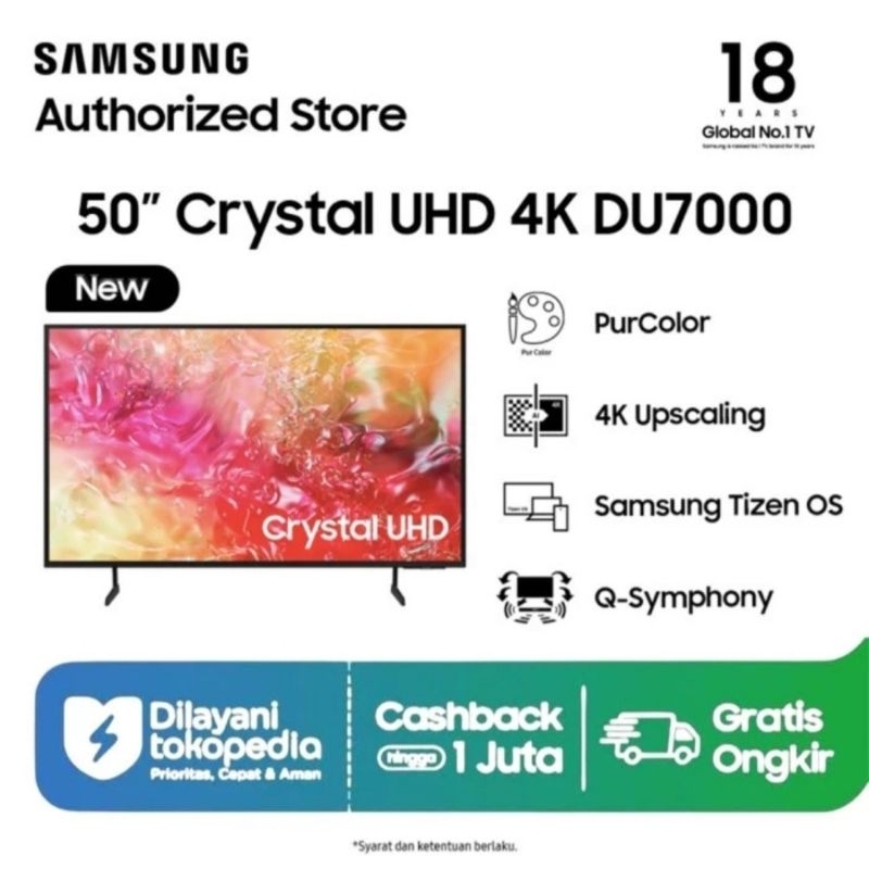 Jual TV SAMSUNG SMART TV 50 INCH CRYSTAL UHD 4K 50DU7000 4K SMART TV 50 INCH SAMSUNG | Shopee ...