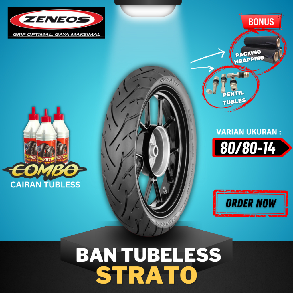 Jual [READY COD] BAN ZENEOS STRATO RING 14 80/80-14 / BAN TUBELESS ...
