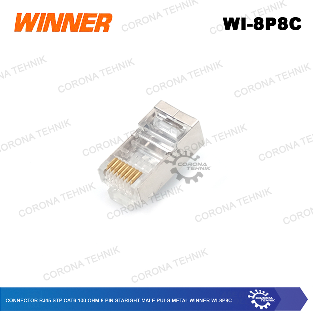 Jual WI-8P8C Connector RJ45 STP CAT6 100 Ohm 8 Pin Straight Male Plug ...