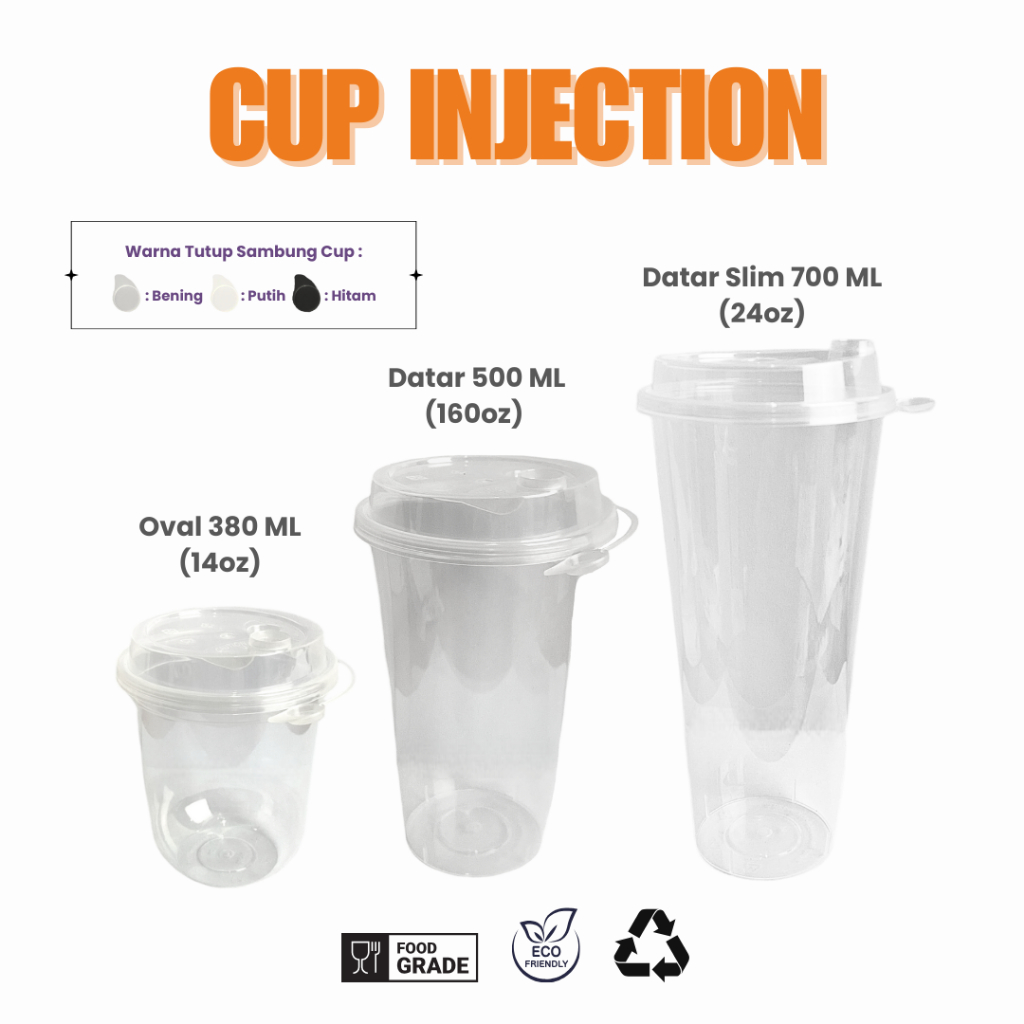 Jual Gelas Plastik PET Plastic Cup Oval Thinwall Hitam Bening Datar PP ...