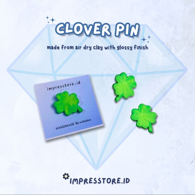 Jual Clay Pins Clover | Handmade | Air Dry Clay | Pin Lucu | Aksesoris ...