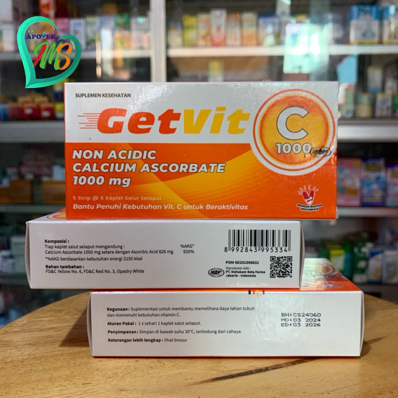 Jual Getvit C 1000 Mg | Per BOX Isi 5 Strip 30 Kaplet |Memelihara Daya ...
