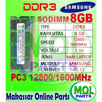 Jual RAM LAPTOP SAMSUNG DDR3 8GB 12800/1600MHz RAM SODIMM 1.5v 8GB | Shopee Indonesia