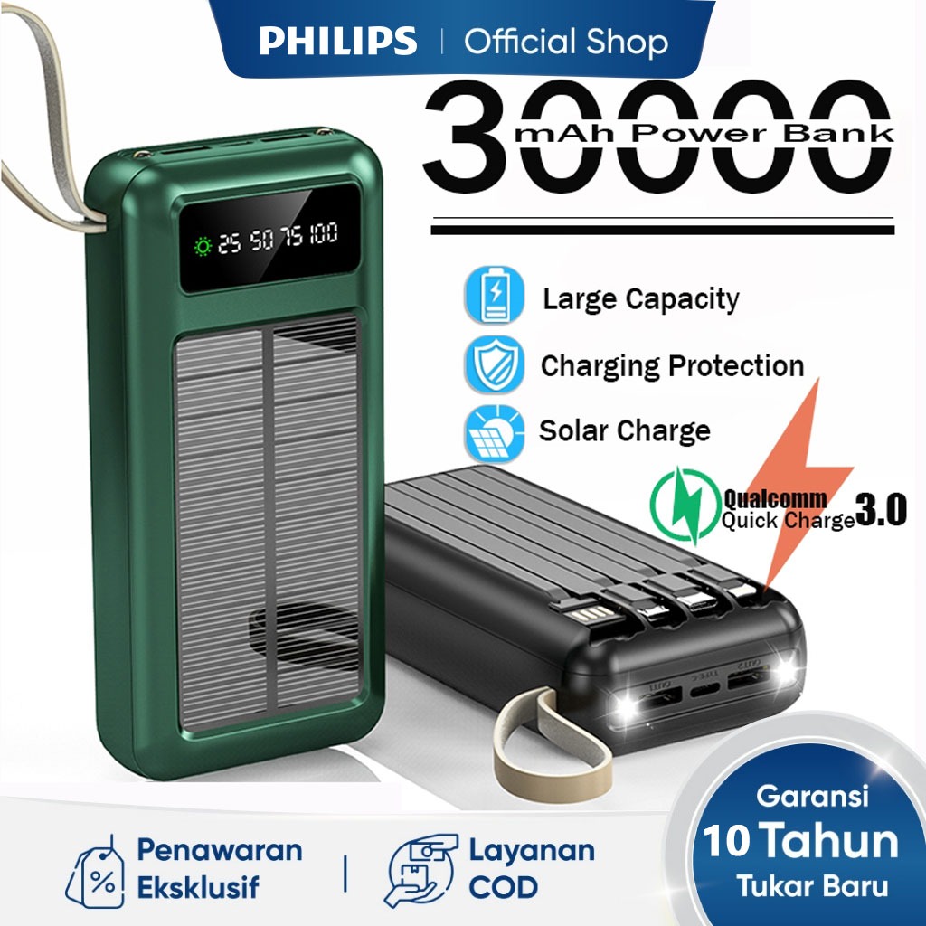 Jual PHILIPS Solar Power Bank 30000mah Powerbank Tenaga Surya Dual USB ...