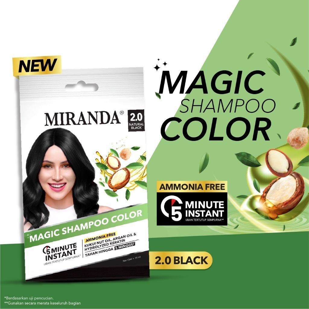 Jual Miranda Magic Shampoo Color MS1 Natural Black 30ml | Shopee Indonesia