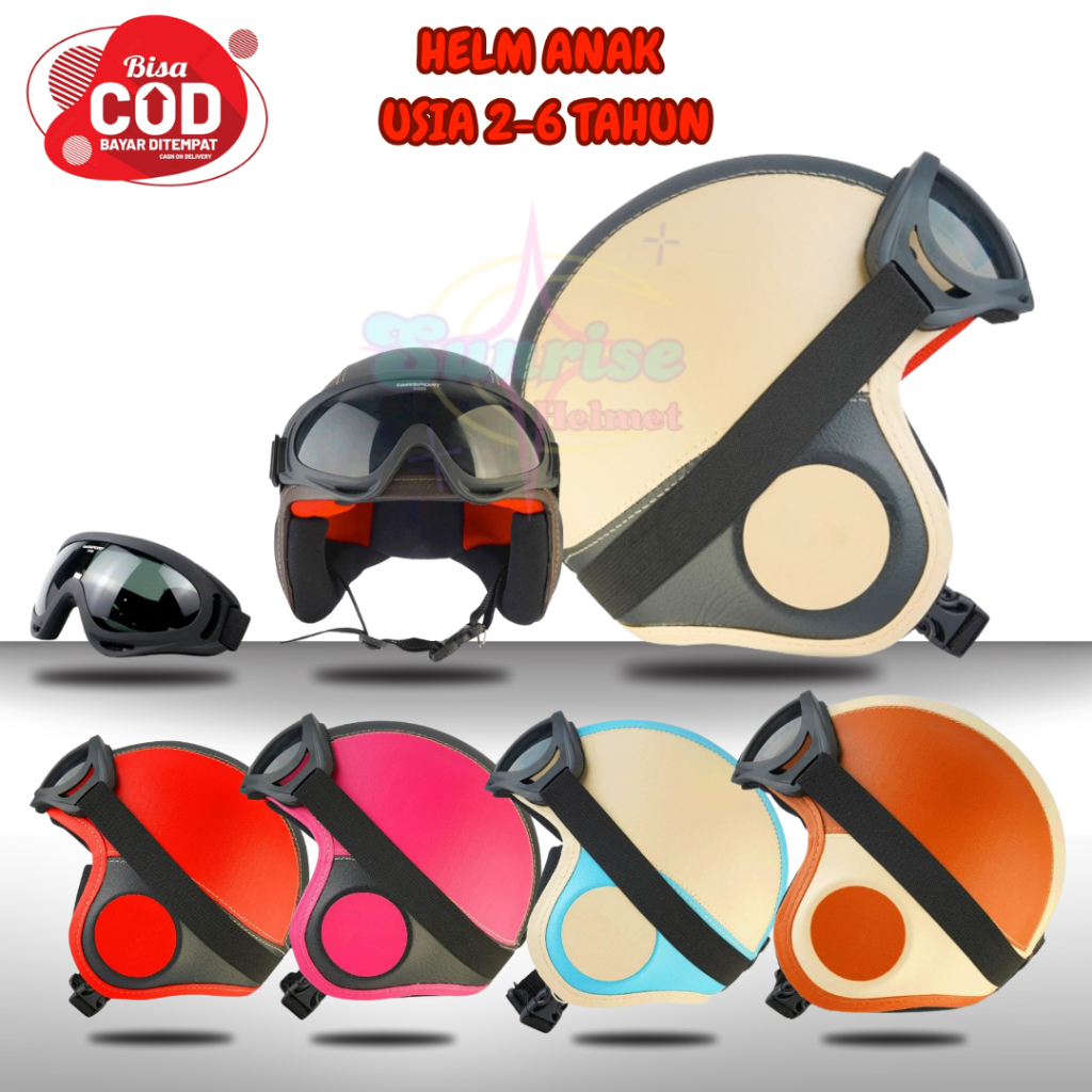Jual Helm Motor Anak Pororo Retro usia 2-6 Tahun Polos FREE KACAMATA ...