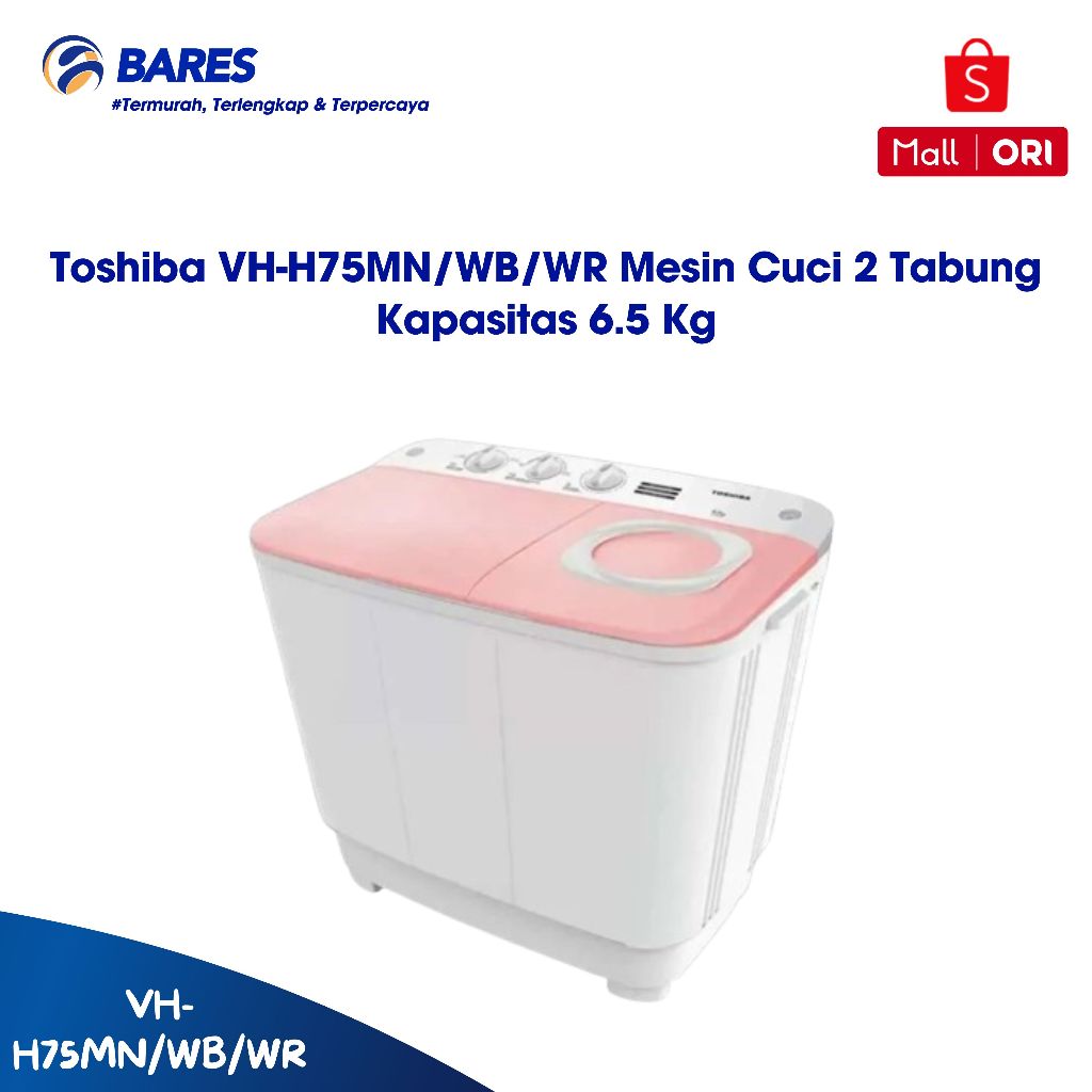 Jual Toshiba VH-H75MN/WB/WB Mesin Cuci 2 Tabung Kapasitas 6.5 Kg | Shopee Indonesia