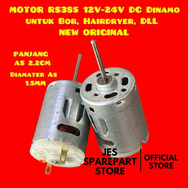 Jual MOTOR RS385 12V-24V DC DINAMO UNTUK BOR, HAIRDRAYER, DLL NEW ORIGINAL | Shopee Indonesia