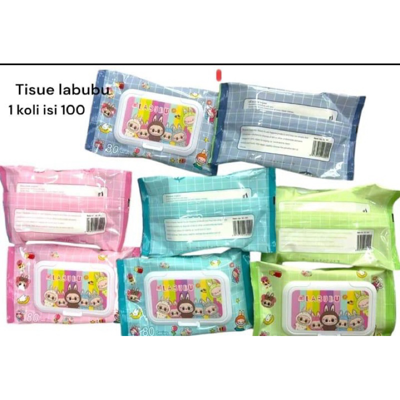 Jual ( KKM ) TISSU LABUBU TISU BASAH BAYI ISI 80 LEMBAR TISSUE BASAH ...
