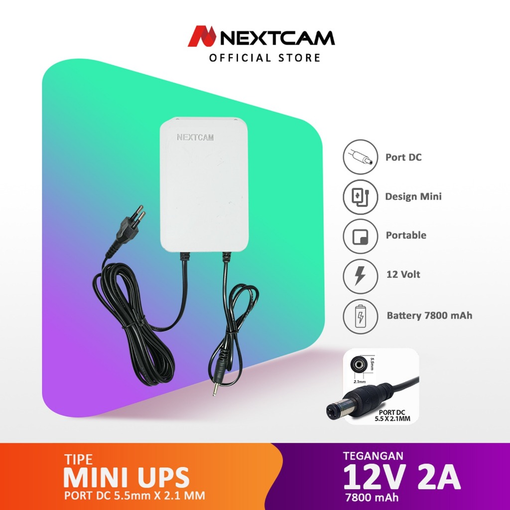Jual Nextcam Smart Portable Mini UPS 12V2A Adaptor UPS 12Volt CCTV ...