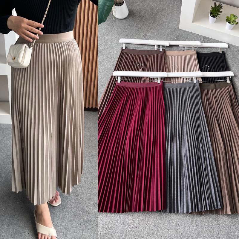 Jual Little butik ARISKA PREMIUM PLEATS SKIRT | rok plisket bahan wool ...