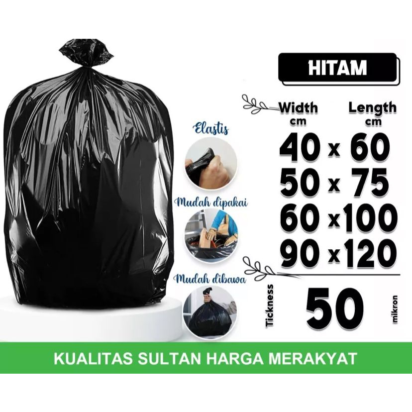 Jual (1 Lembar) Plastik HD Sampah Satuan / Kantong Plastik Sampah Hitam - Trash Bag/Trashbag ...