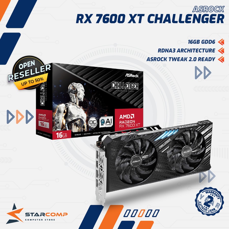 Jual ASRock Radeon RX 7600 XT Steel Legend 16GB GDDR6 VGA RX7600XT ...