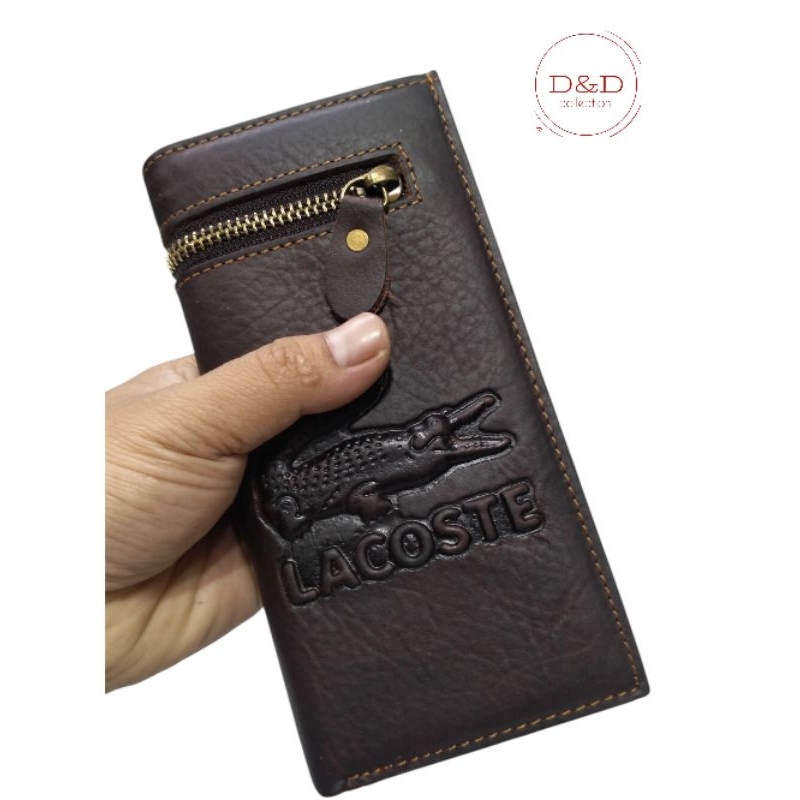 Jual Lacoste dompet pria panjang lipat dua bahan kulit | Shopee Indonesia
