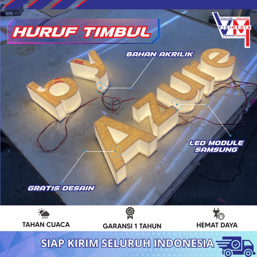 Jual Huruf Timbul 3D Akrilik Letter Timbul 100% Buatan Mesin Huruf ...