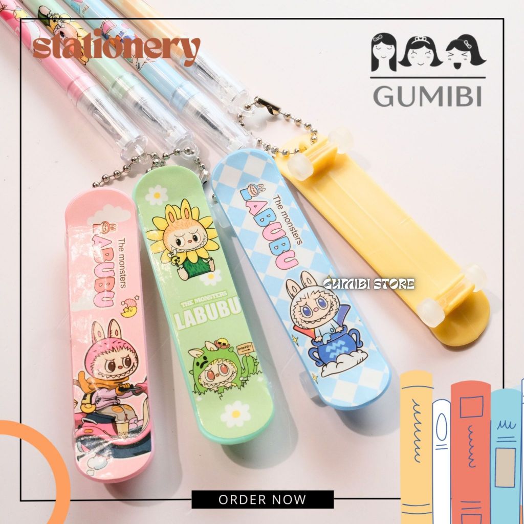 Jual PULPEN GANTUNGAN SKATEBOARD LABUBU PEN GEL SKATEBOARD LABUBU GEL ...